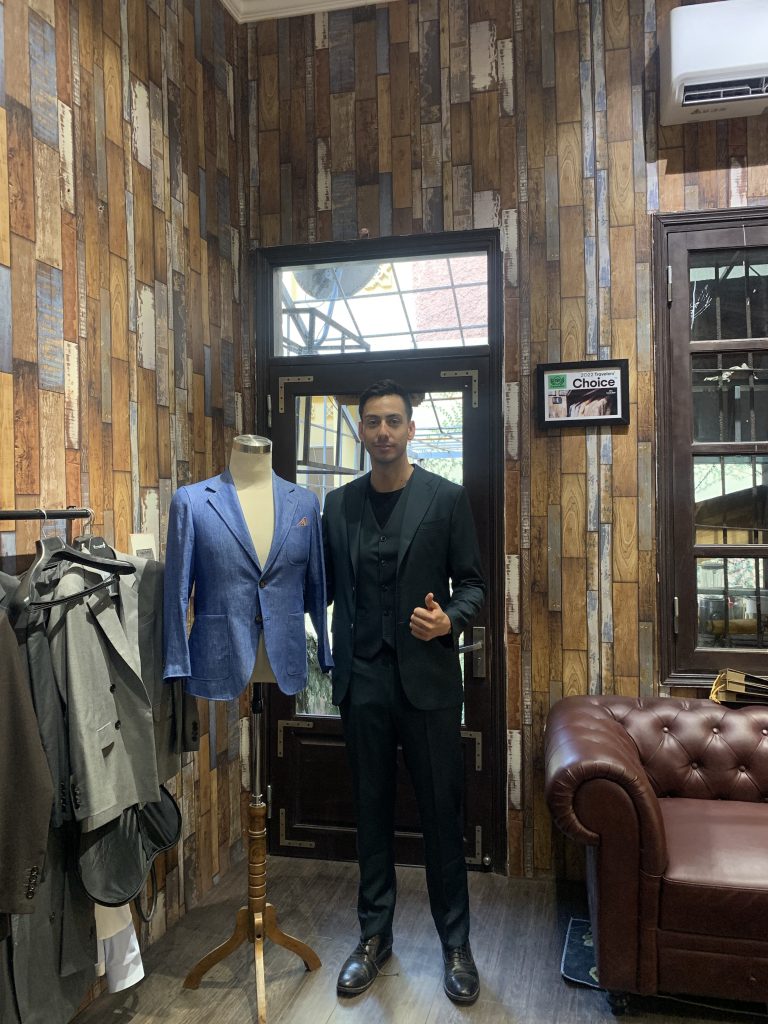 This guy really liked his suit, but also liked our sample jacket ...