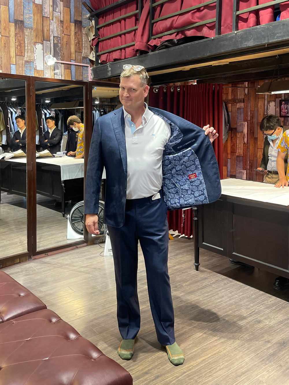 Dashing gentleman in elegant blue linen casual suit - Tailor Bros